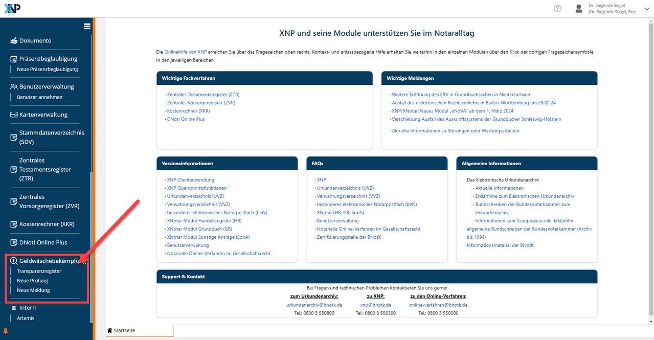 Anleitung für die Nutzung des GwG-Meldeportals | Onlinehilfe der Bundesnotarkammer