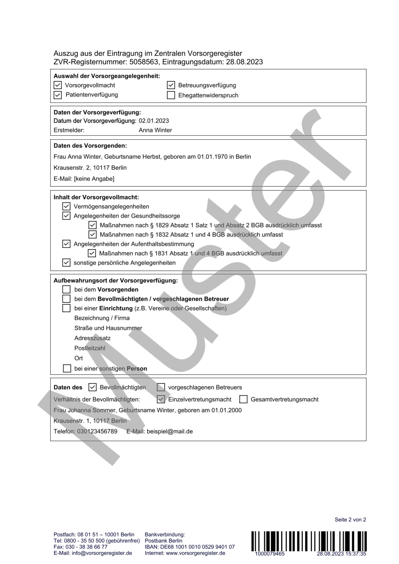 Registrierung einer Vorsorgeverfügung | Onlinehilfe der Bundesnotarkammer