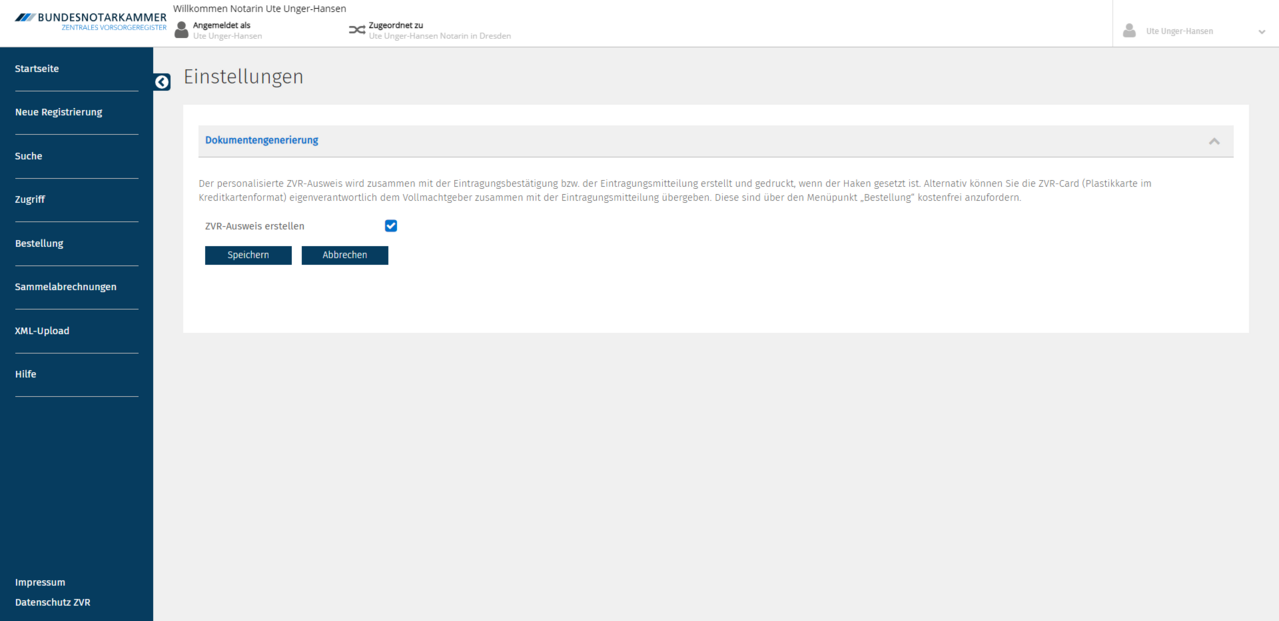 ZVR-Ausweis erstellen | Onlinehilfe der Bundesnotarkammer
