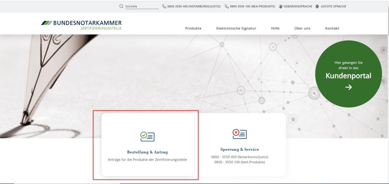 Anleitung zur Bestellung einer beA-Karte | Onlinehilfe der ...